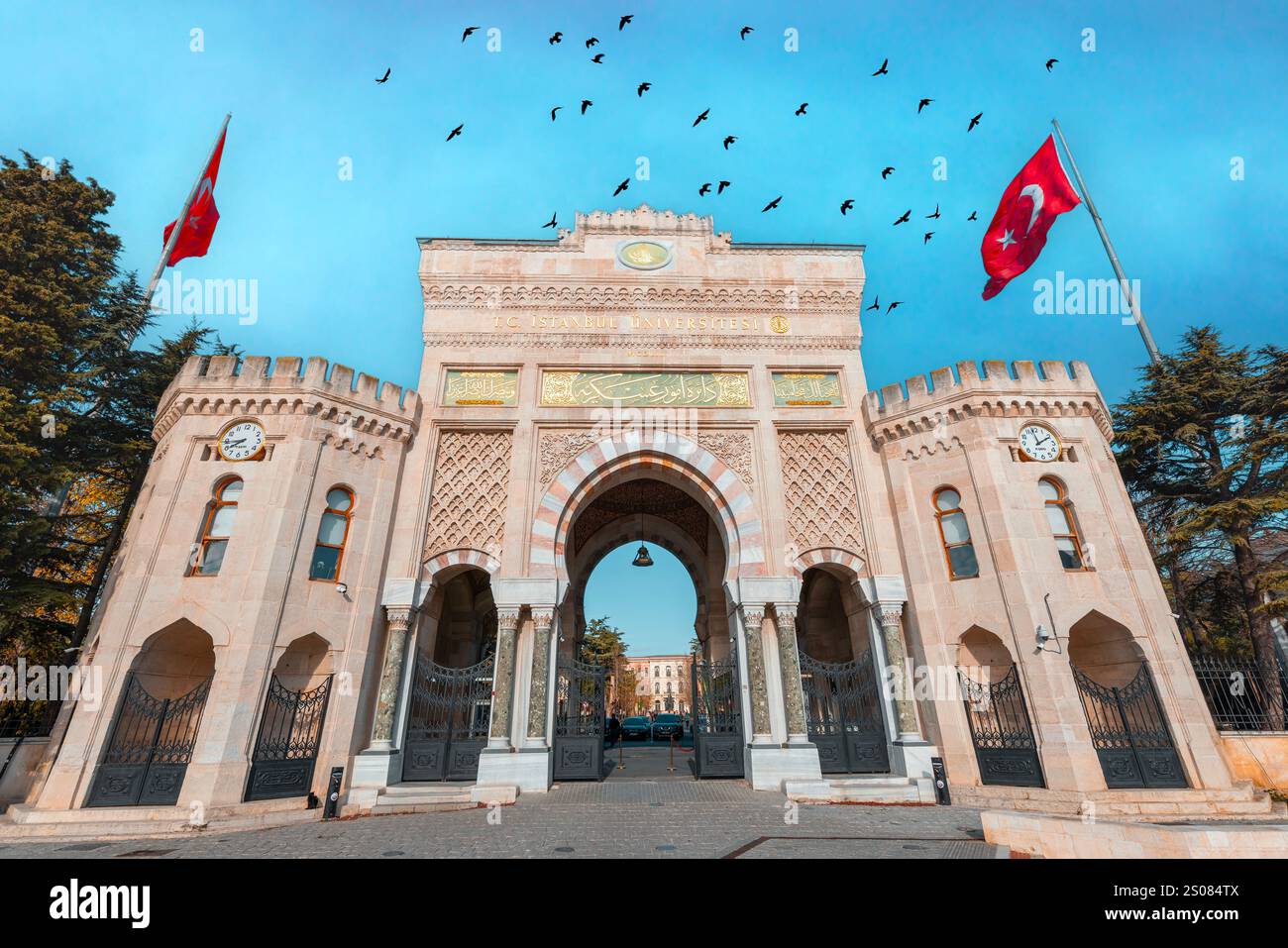 Istanbul University main gate and Beyazit Square view in the Istanbul ...