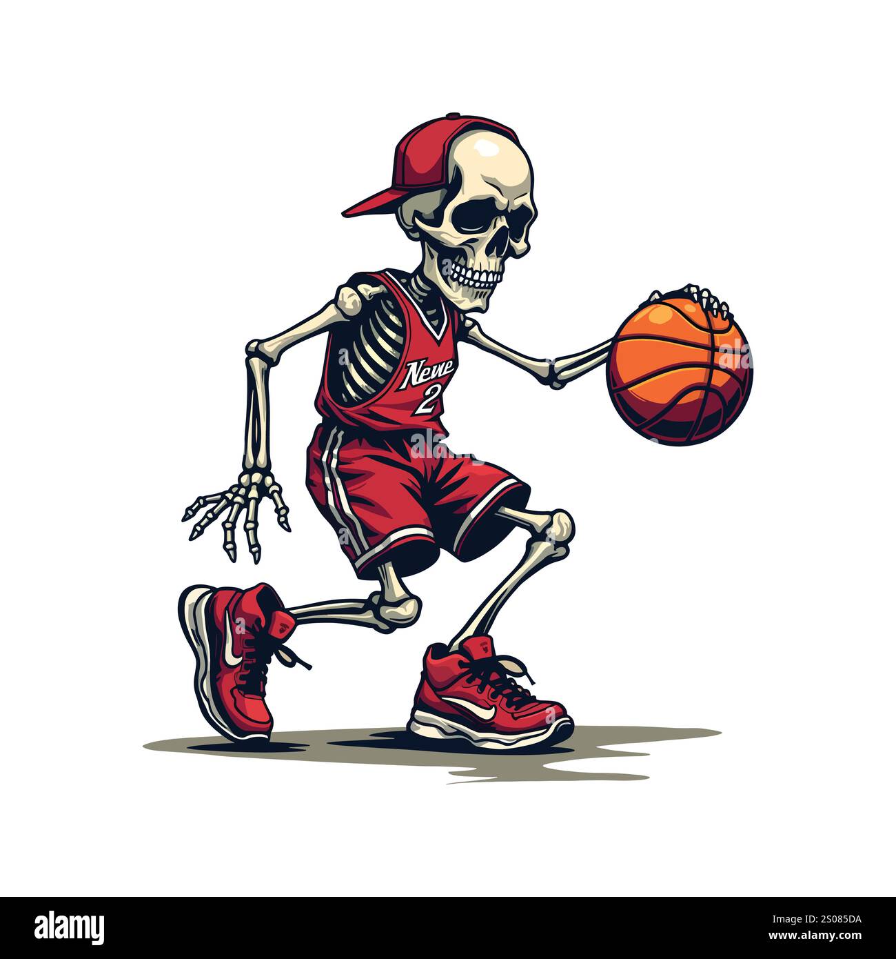 A Skeleton in a Basketball Uniform Dribbling a Ball Stock Vector Image ...