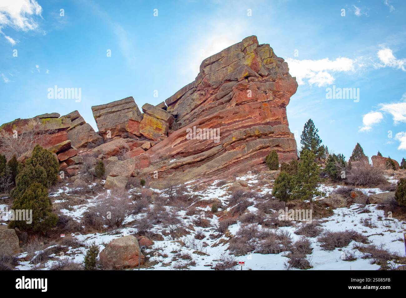 Rocky cliff view at the Red Rock Amphitheater in Denver Colorado. Photo ...