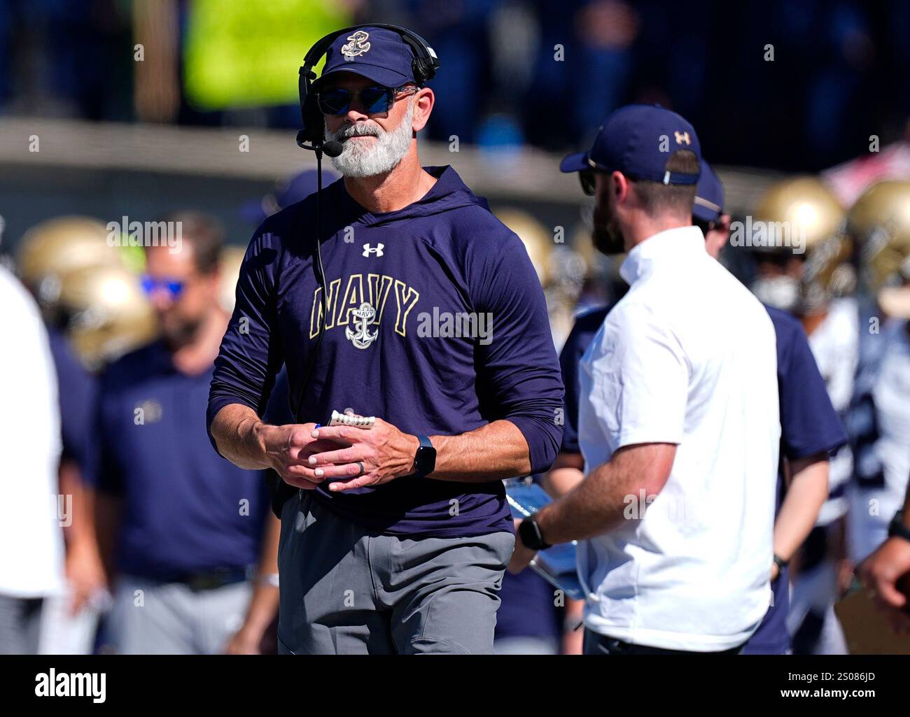 FILE - Navy head coach Brian Newberry in the first half of an NCAA ...