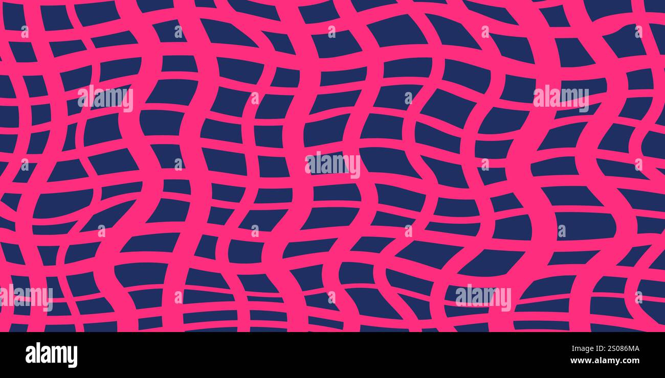 Vibrant Wavy Curvy Pink and Blue Abstract Grid Pattern with a Dynamic Optical Illusion Effect ...