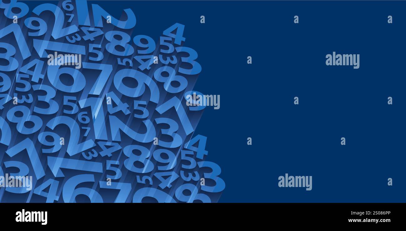 A dark blue background featuring a tight group of various three ...