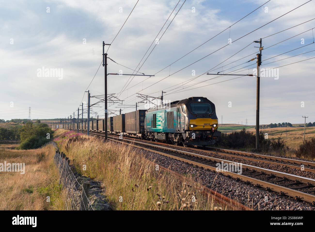 Direct rail Services class 68 diesel locomotive hauling a heavy ...