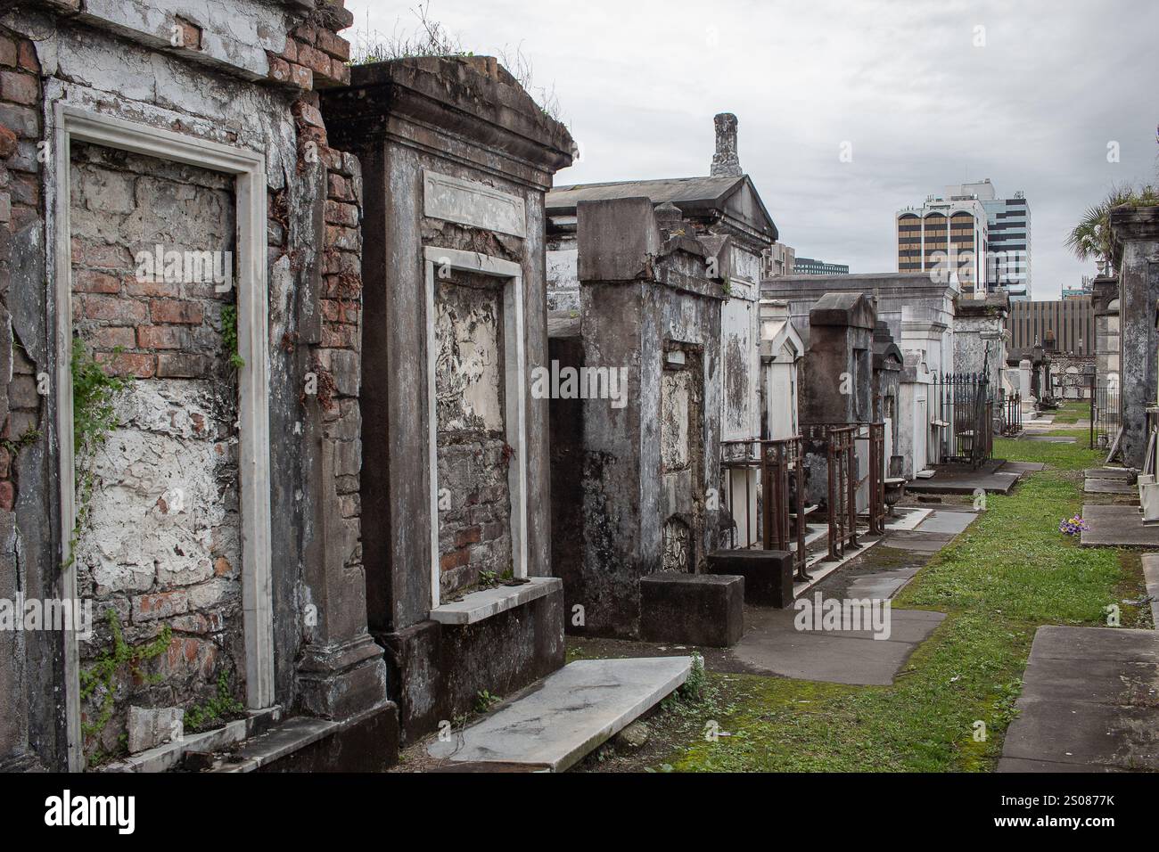 Historic New Orleans cemetery brick and stone mausoleum tombs. Photo ...