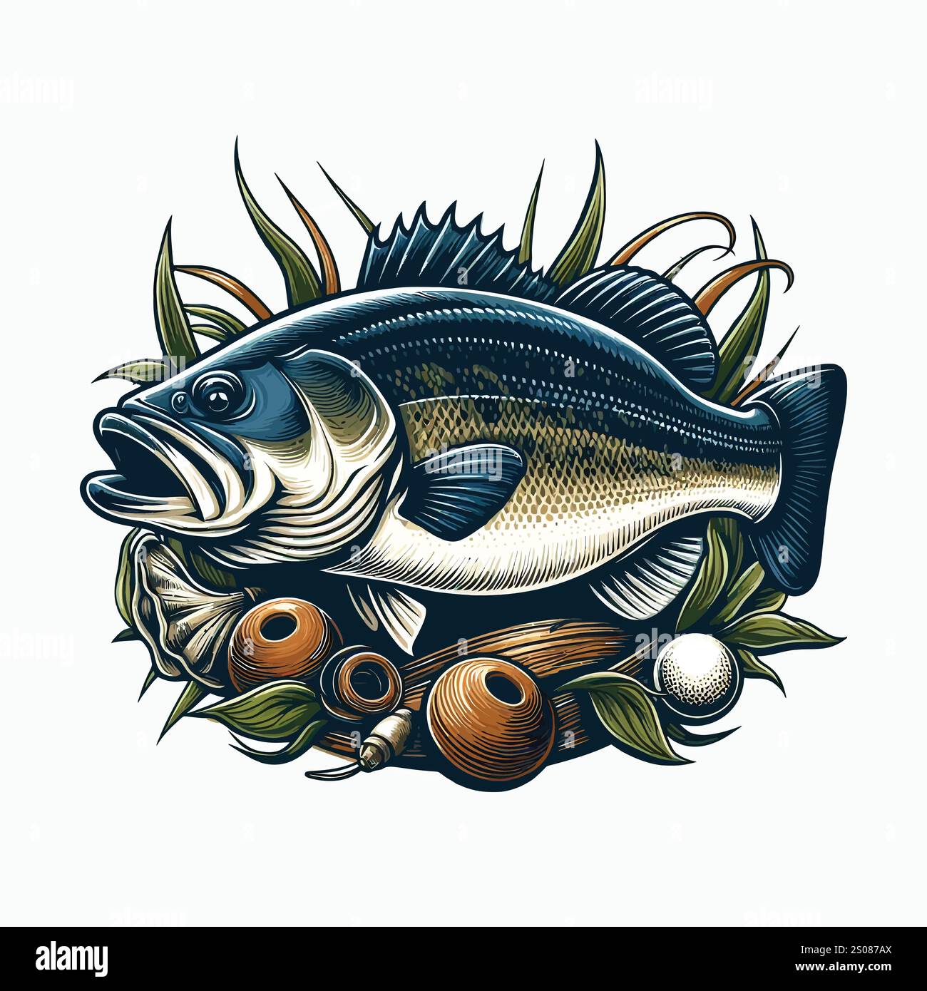 Bass Fish Vector Illustration Stock Vector Image & Art - Alamy