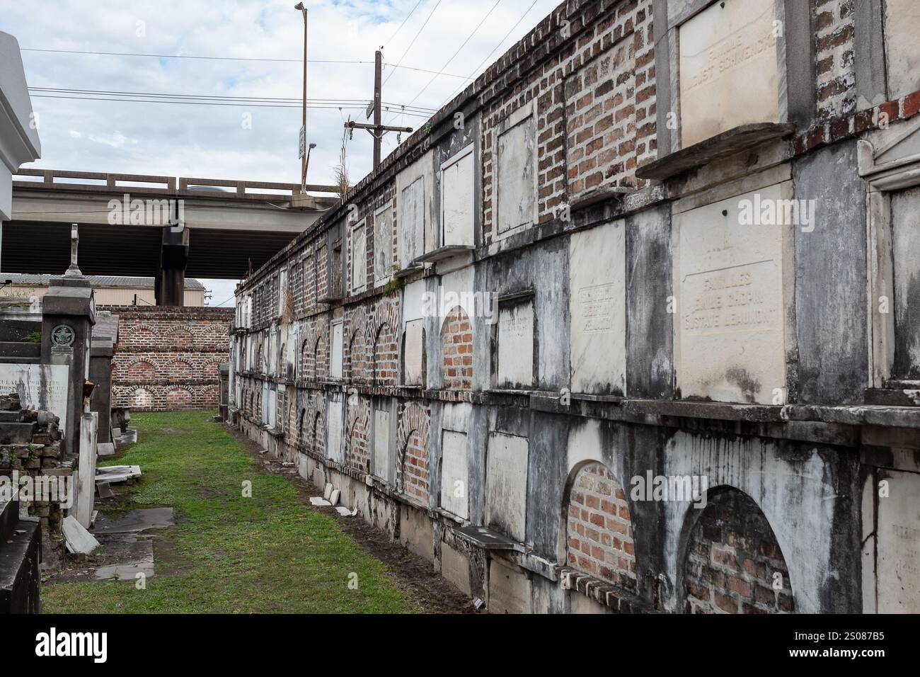 Historic New Orleans cemetery brick and stone mausoleum tombs. Photo ...