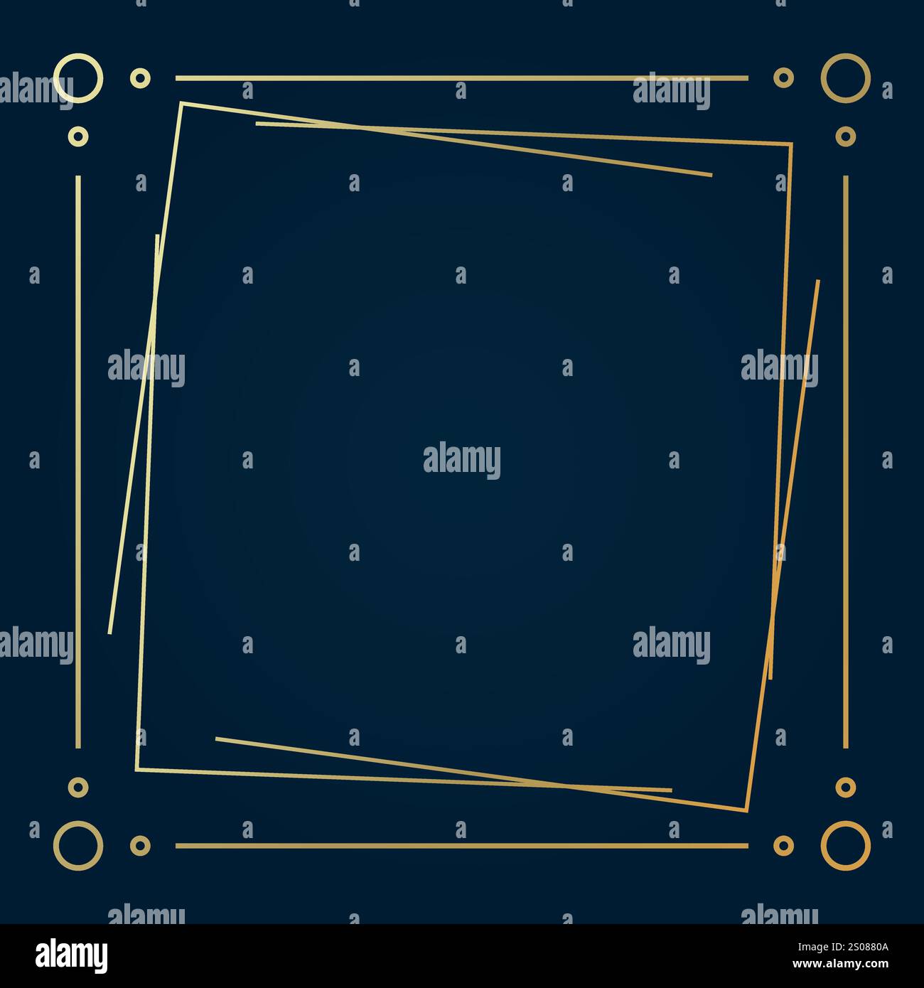 Dark Golden Geometric Frame - Geometrical Art Deco Style Template for ...