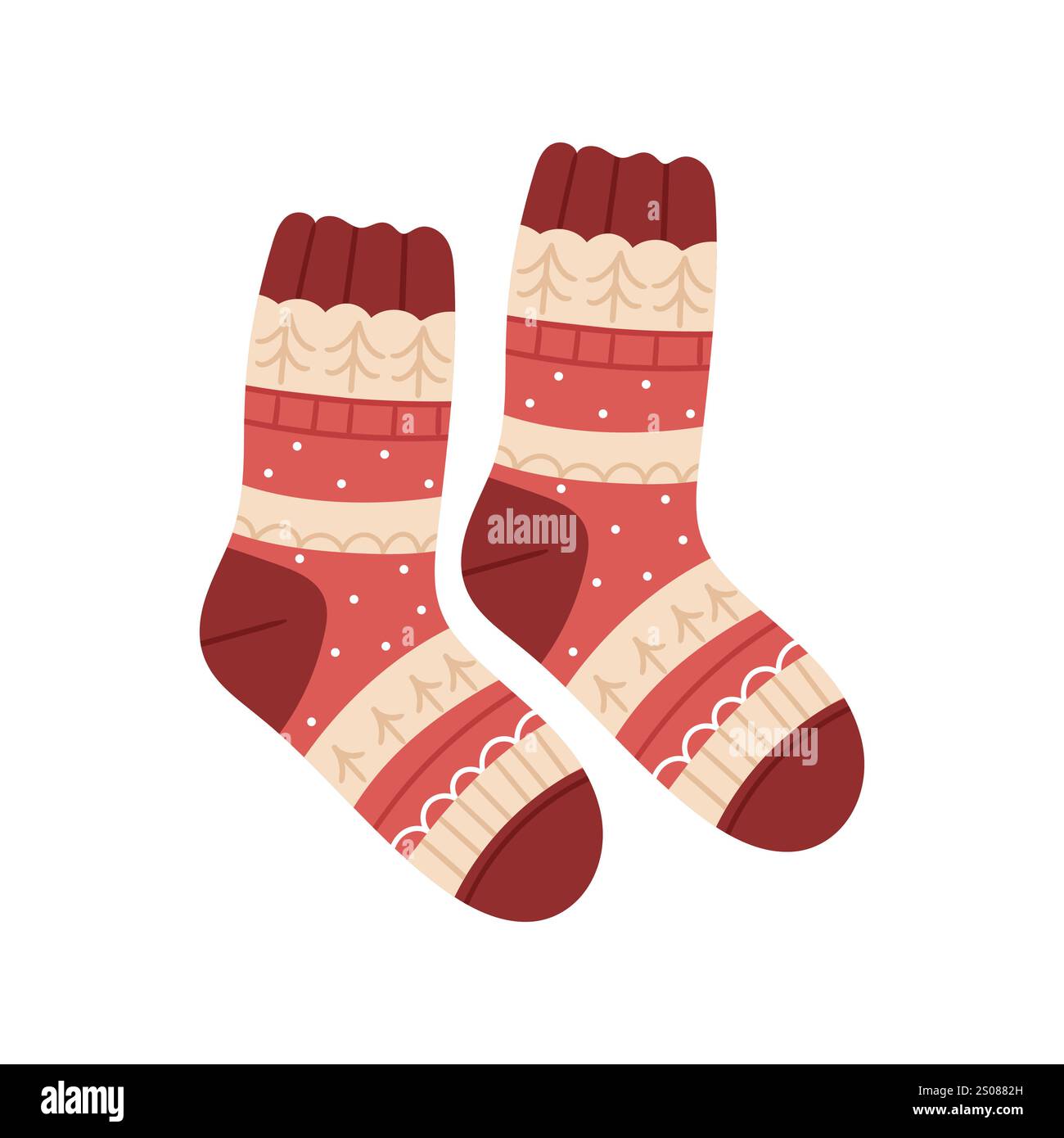 Knitted and cozy warm.Socks are arranged in a fun, scattered layout ...