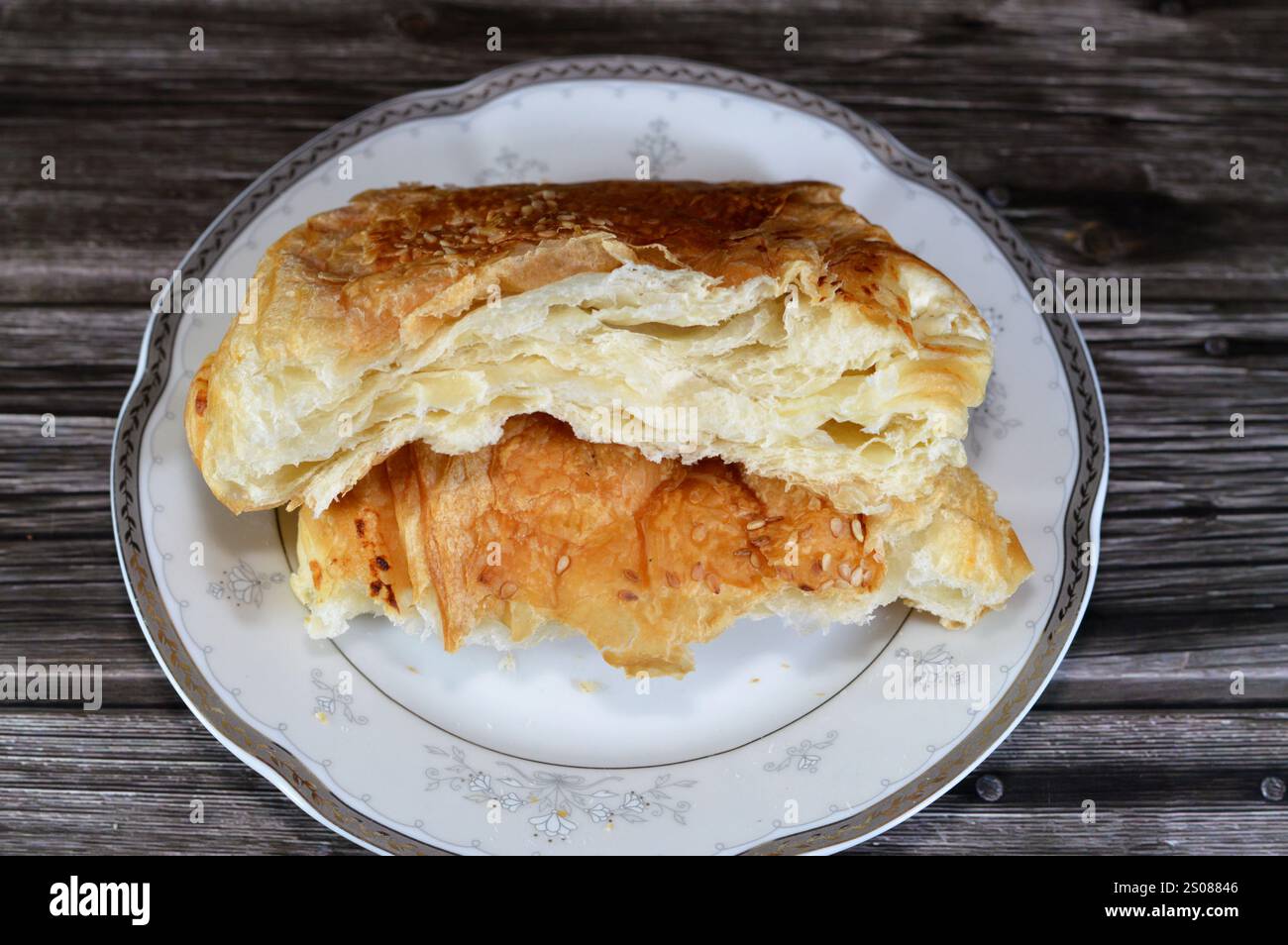 Pate stuffed with natural white cheese spread between layers, Pate is ...