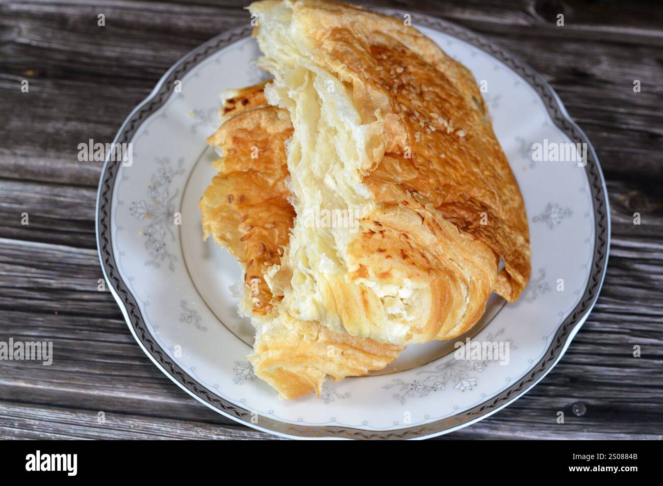 Pate stuffed with natural white cheese spread between layers, Pate is ...