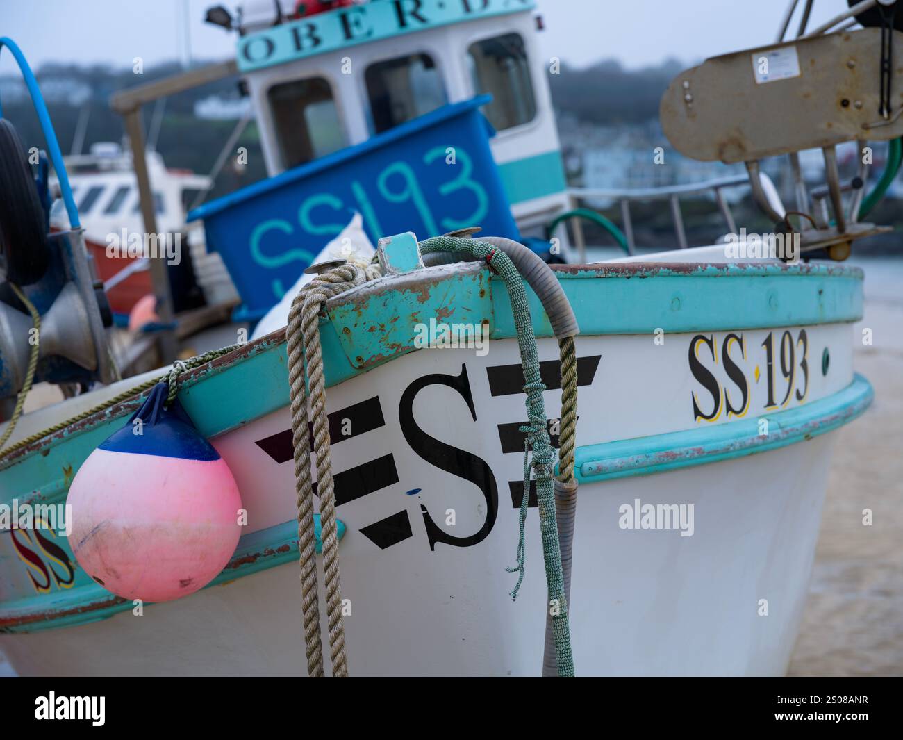 Details of fishing boats in st ives harbour St Ives Penwith Cornwall ...