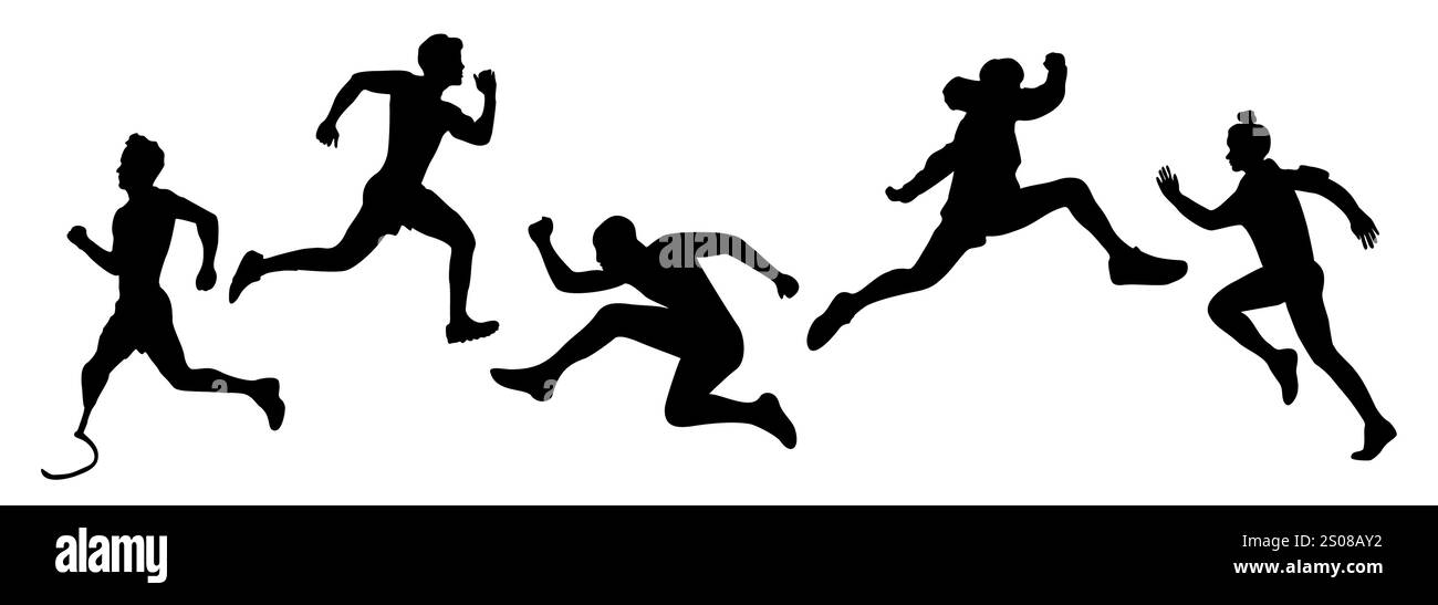 Silhouettes of Male and female athletes running Stock Vector Image ...