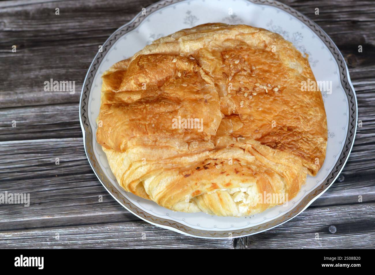 Pate stuffed with natural white cheese spread between layers, Pate is ...