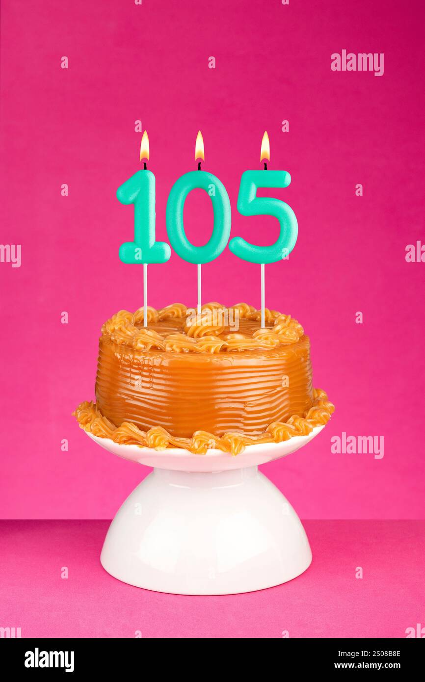 Birthday card with candle number 105 - Cake with dulce de leche ...