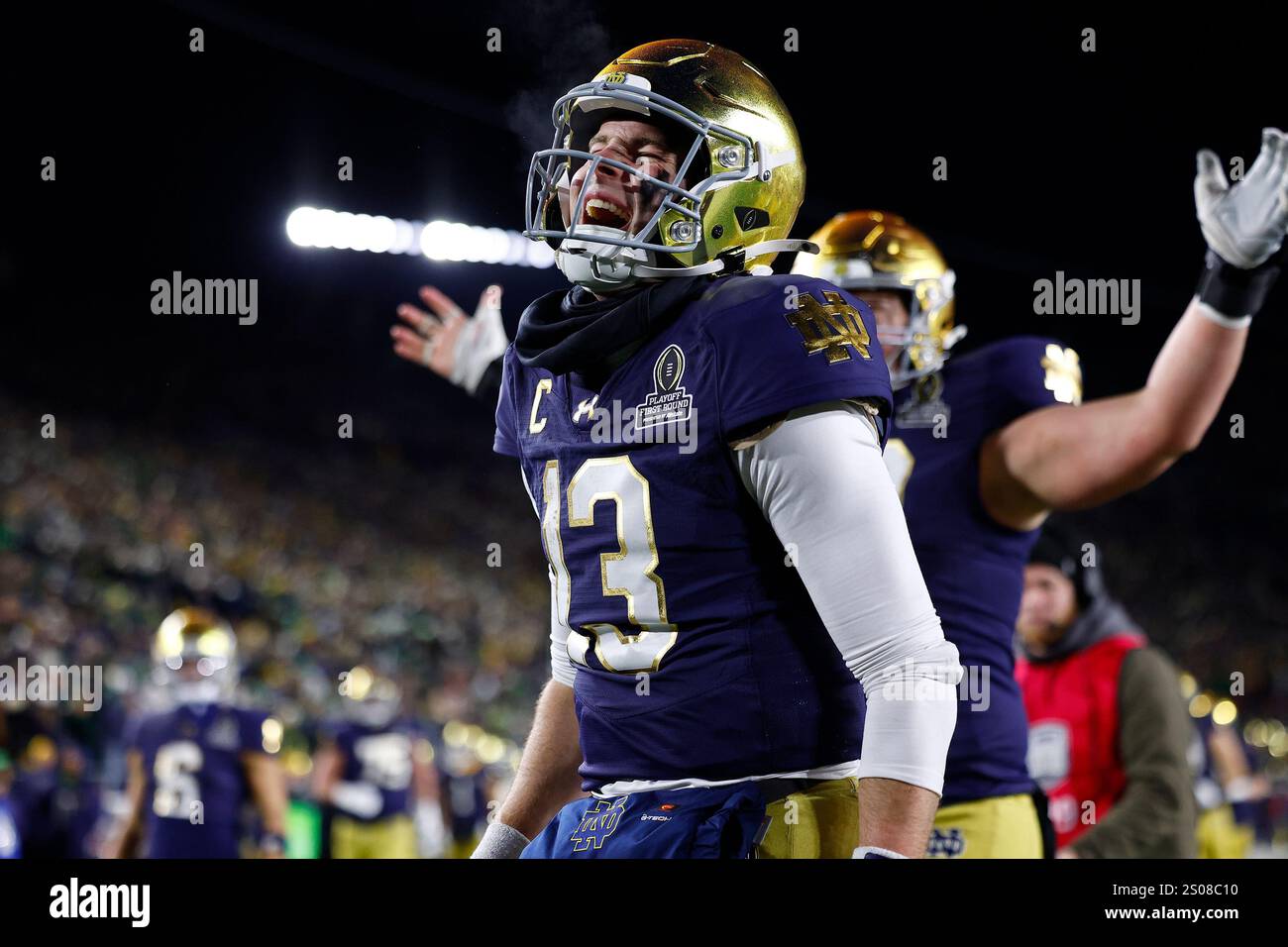 SOUTH BEND, IN - DECEMBER 20: Notre Dame Fighting Irish quarterback Riley Leonard (13 ...