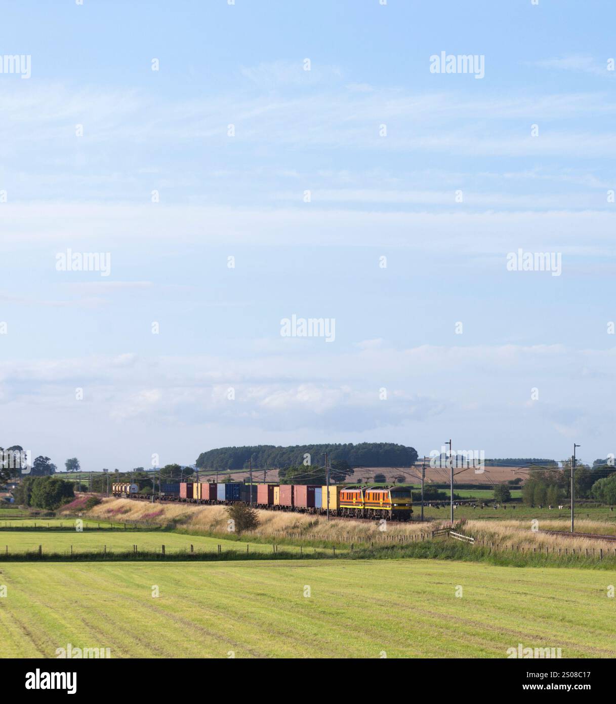 2 Freightliner class 90 electric locomotives on the west coast main ...