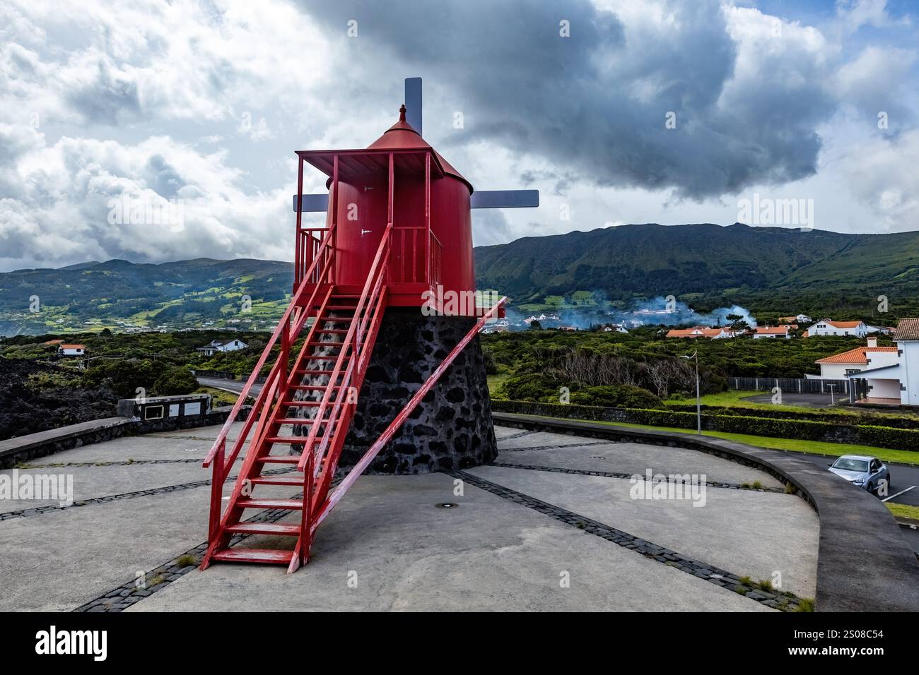 Traditional windmills on Pico island Azores Portugal Stock Photo - Alamy