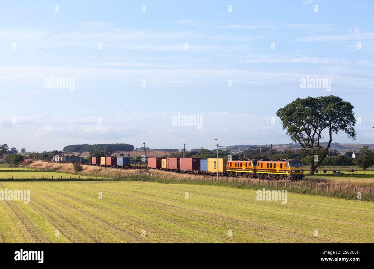 2 Freightliner class 90 electric locomotives on the west coast main ...
