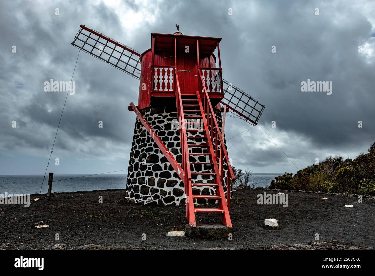 Traditional windmills on Pico island Azores Portugal Stock Photo - Alamy