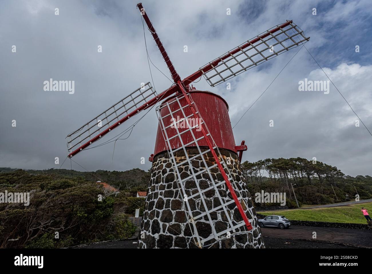 Traditional windmills on Pico island Azores Portugal Stock Photo - Alamy