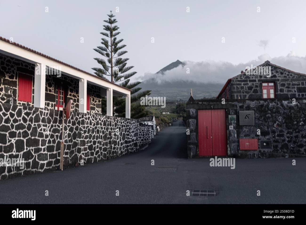 Traditional house made of volcanic stone at Pico island Azores Portugal ...