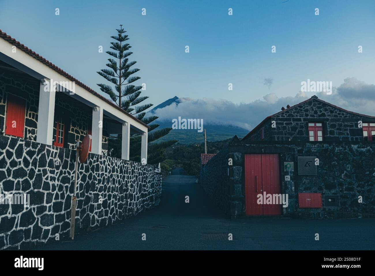 Traditional house made of volcanic stone at Pico island Azores Portugal ...