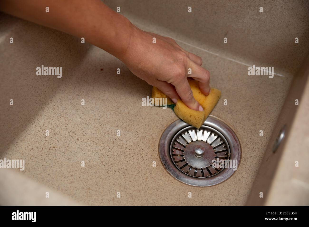 Efficiently Cleaning a Kitchen Sink with a Sponge for Enhanced Hygiene ...