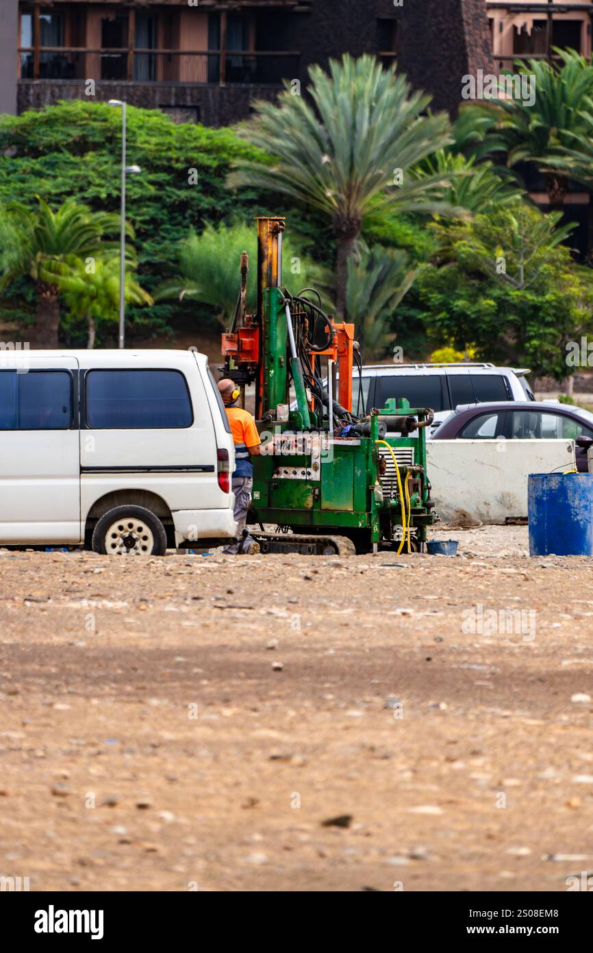 Water well drill. Industrial machinery drilling with mining tower ...
