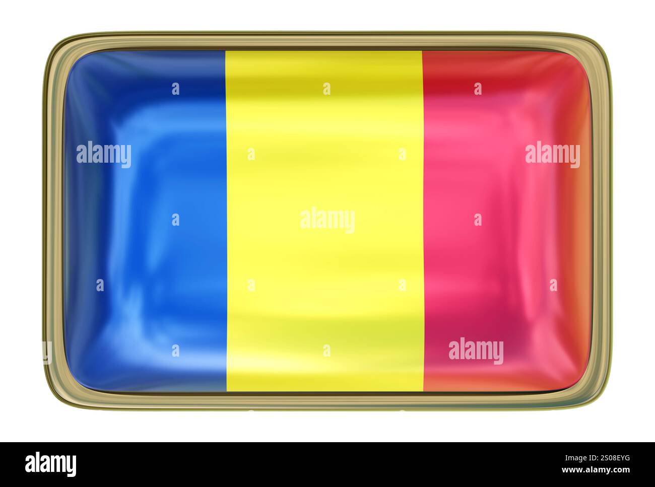 Romanian Flag Badge isolated onthe white background Stock Photo - Alamy