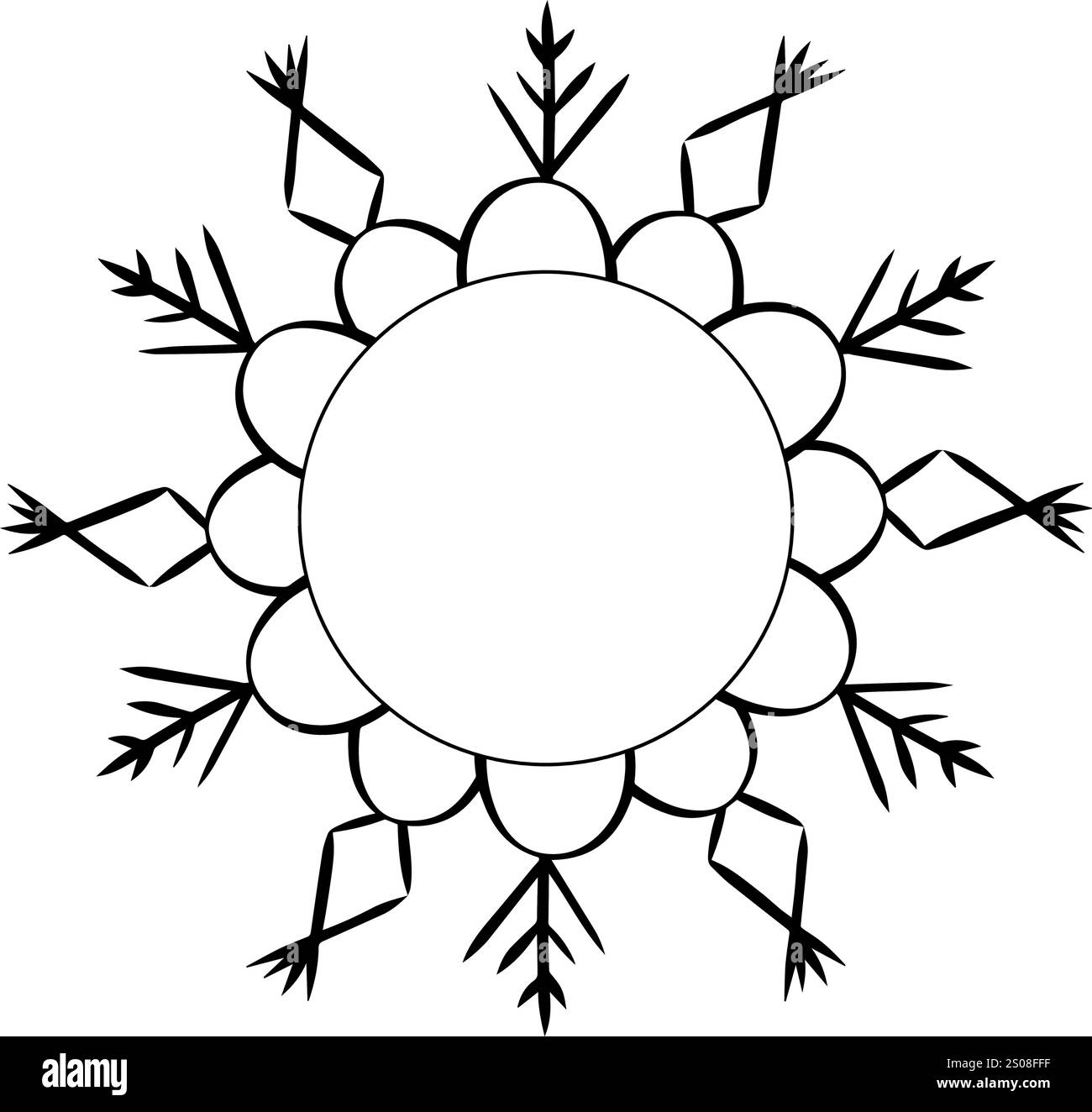Snowflake circle frame. Winter snowflake round border. Vector Design ...
