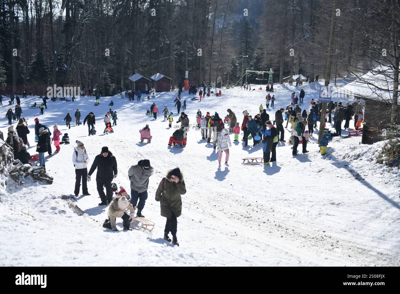 Winter joys on Sljeme, which has been covered in snow, in Zagreb ...