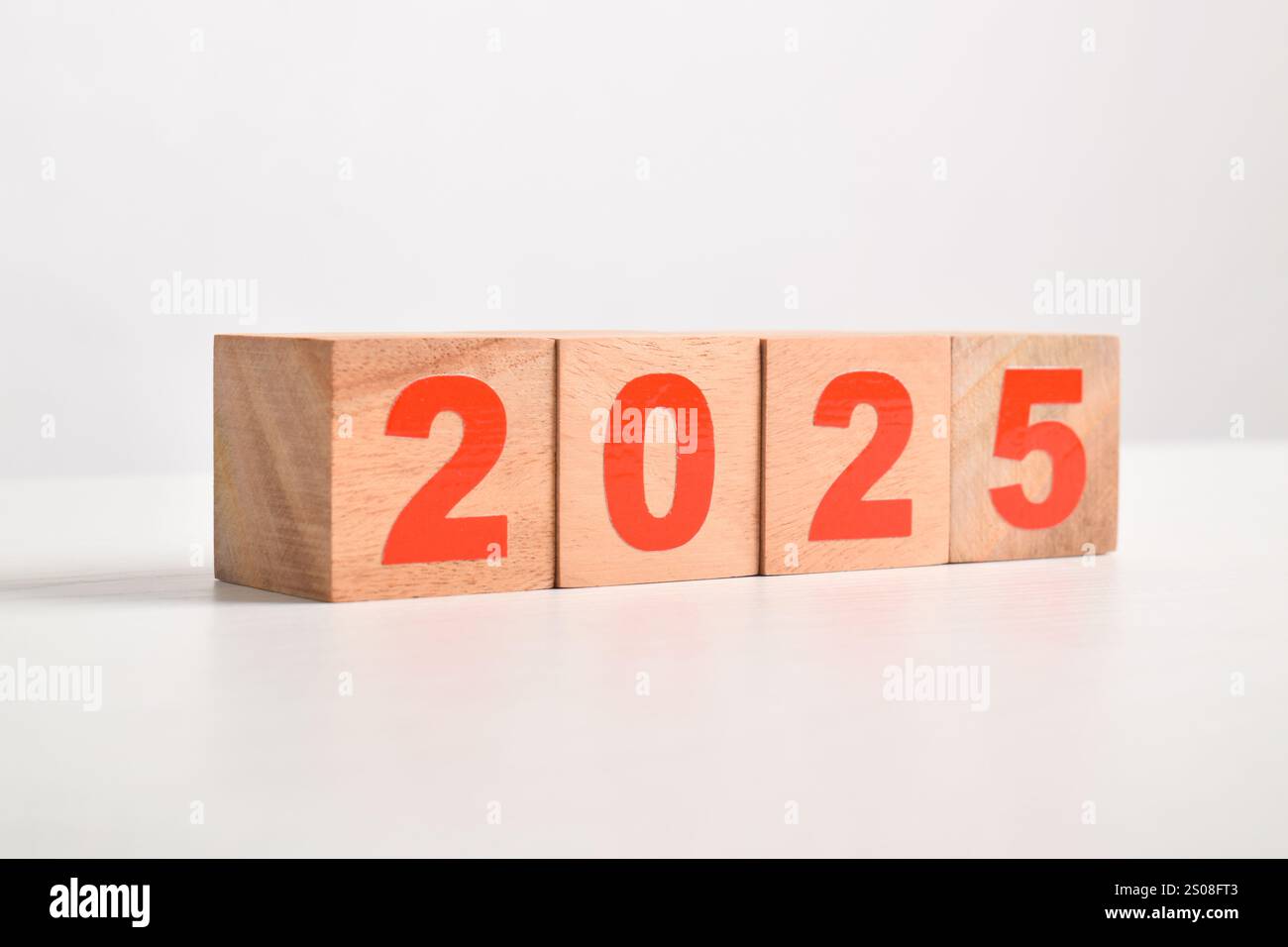 Close up of 2025 Wooden Blocks on A Table. Starting new year 2025 ...