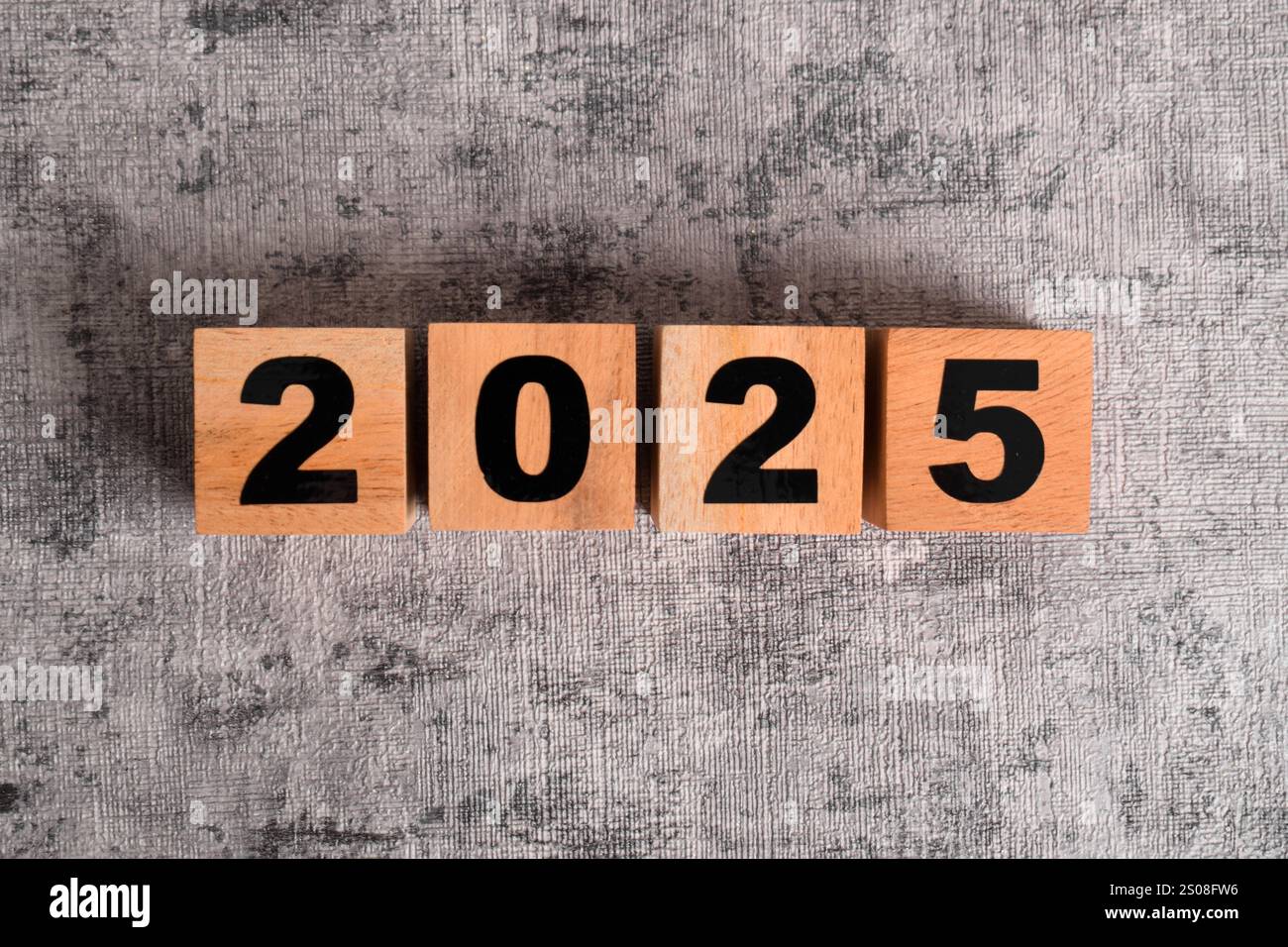 Close up of 2025 Wooden Blocks on A Table. Starting new year 2025 ...