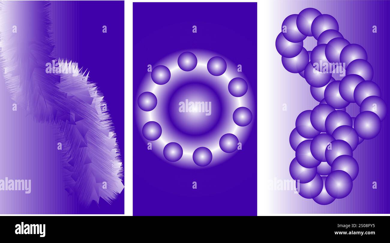 Three Abstract vertical backgrounds wallpapers set with deep purple ...