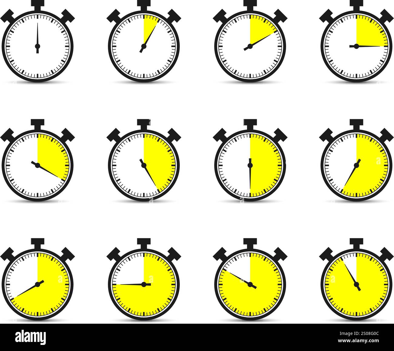 Set of timer, Stopwatch icons isolated. Vector illustration Stock ...