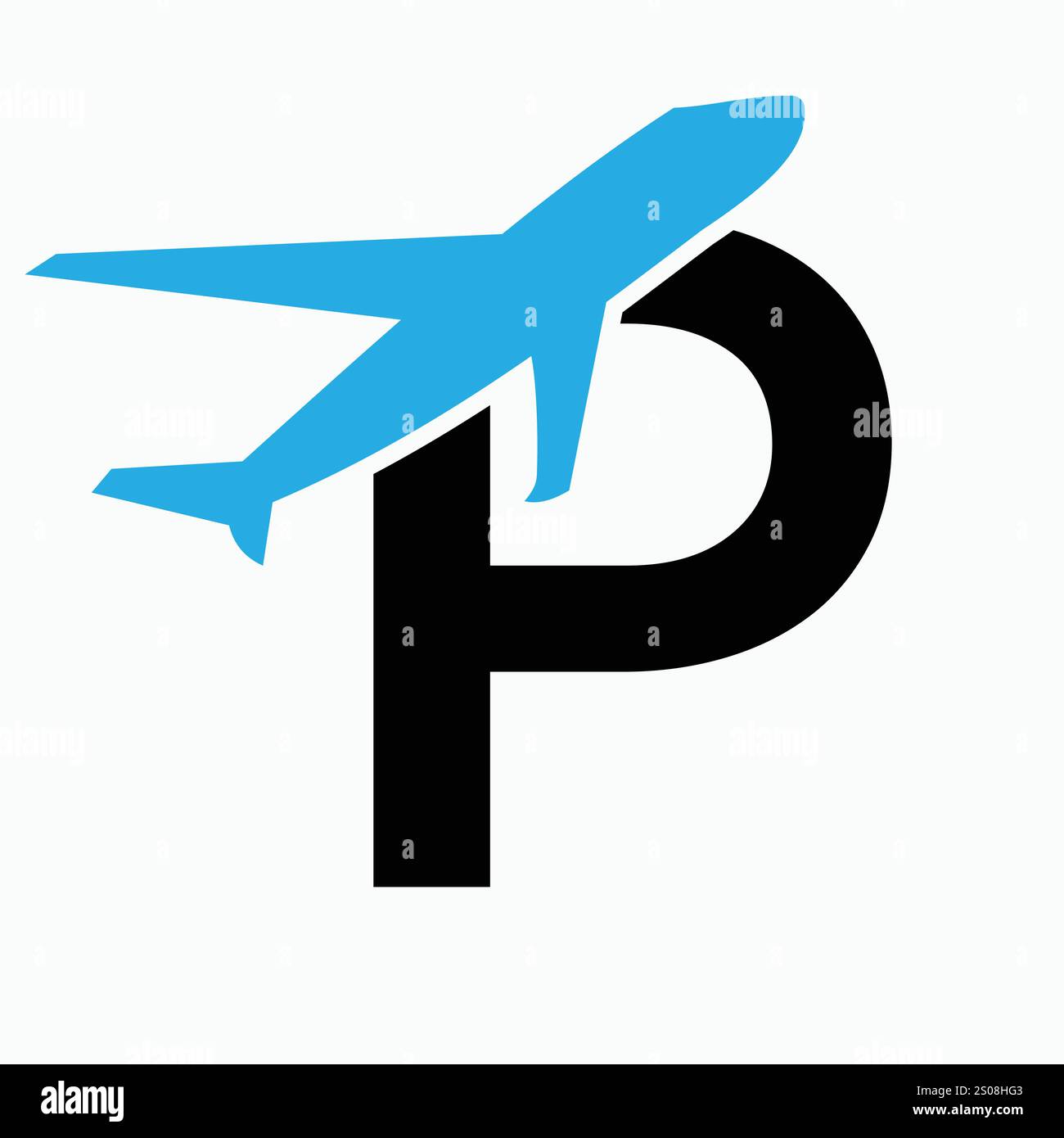 Initial Letter P Airplane Logo Concept For Travel Symbol And ...