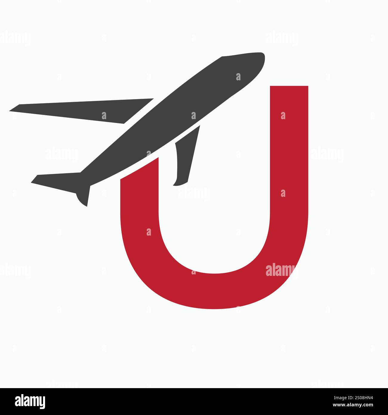 Initial Letter U Airplane Logo Concept For Travel Symbol And ...