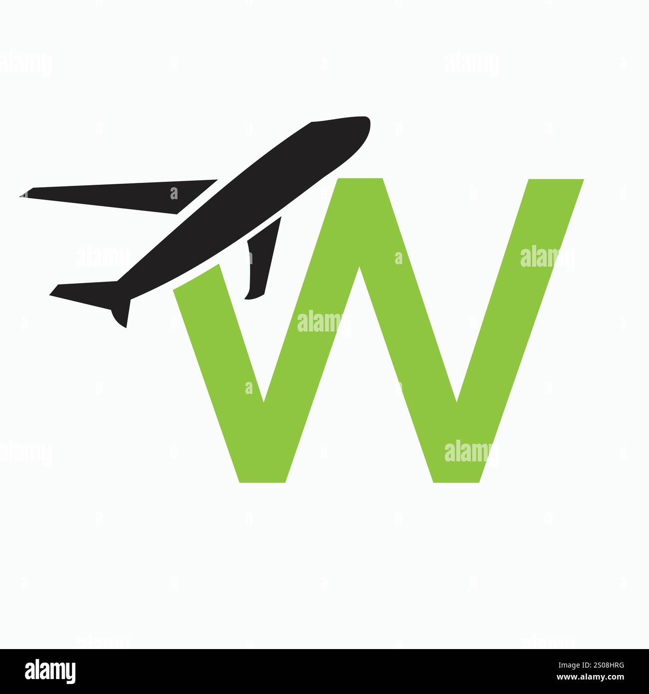 Initial Letter W Airplane Logo Concept For Travel Symbol And ...