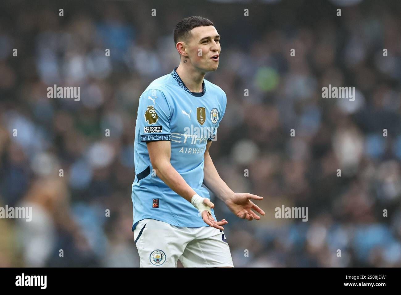 Phil Foden of Manchester City reacts during the Premier League match ...