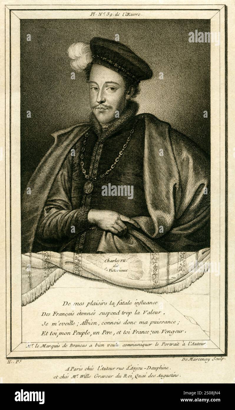 Europa, Frankreich, König Karl VII. von Frankreich, Kupferstich, um ...