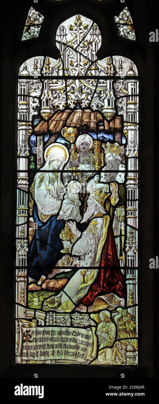 Stained glass window by Percy Bacon & Brothers depicting the Adoration ...