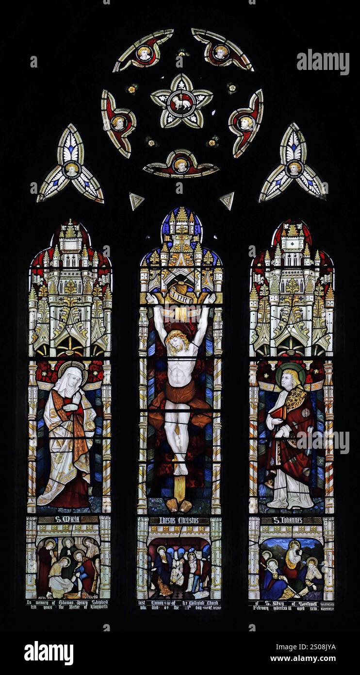 An early stained glass window of 1875 by the Kempe Studios. depicting ...