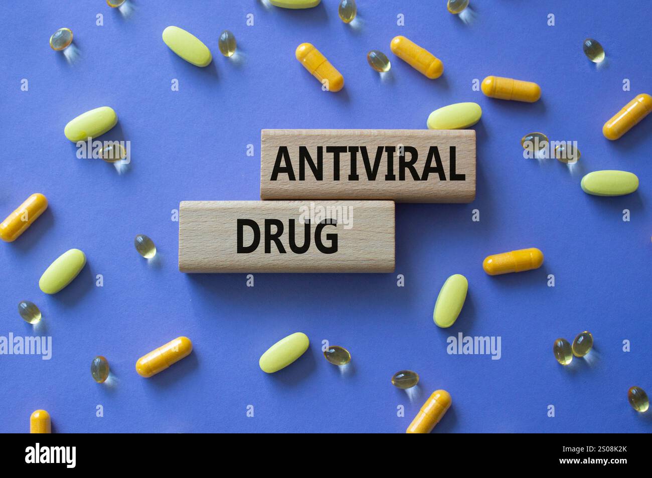 Antiviral Drug symbol. Concept words Antiviral Drug on wooden blocks ...