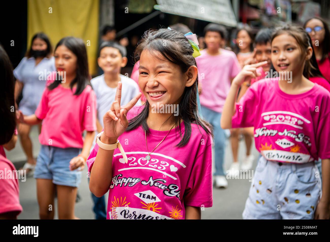 Filipino people celebrate an annual religious festival with a parade ...