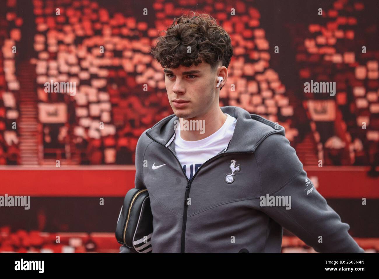 Archie Gray of Tottenham Hotspur arrives during the Premier League ...