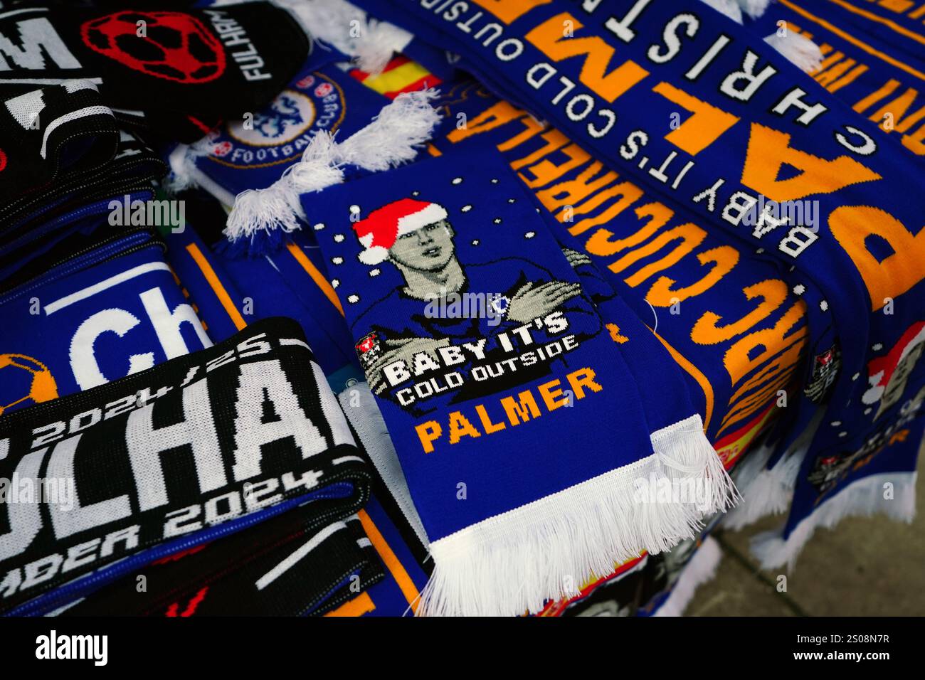 Chelsea merchandise for sale outside the ground ahead of the Premier ...