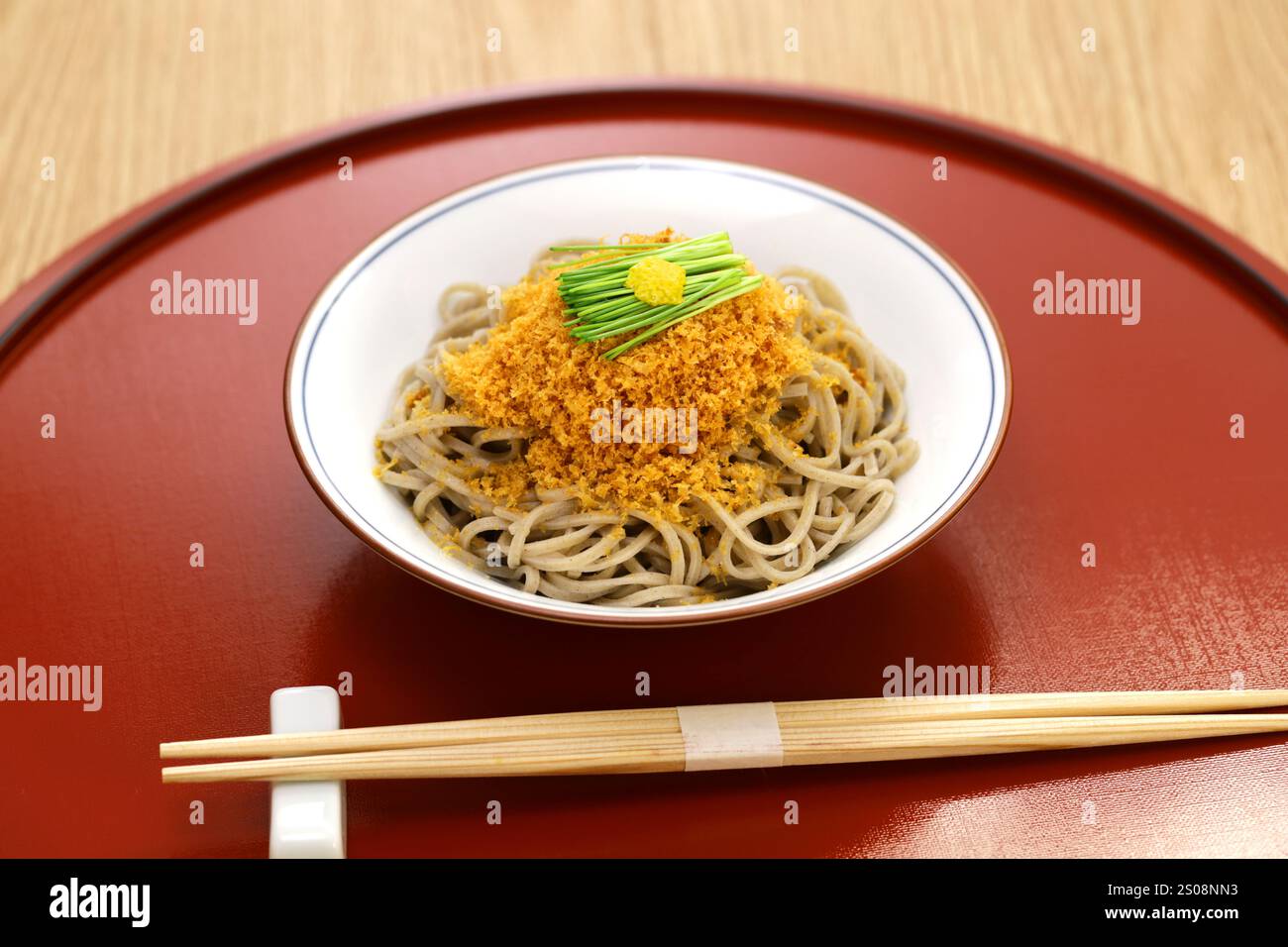 Karasumi soba ( buckwheat noodles topping with grated dried mullet roe ...