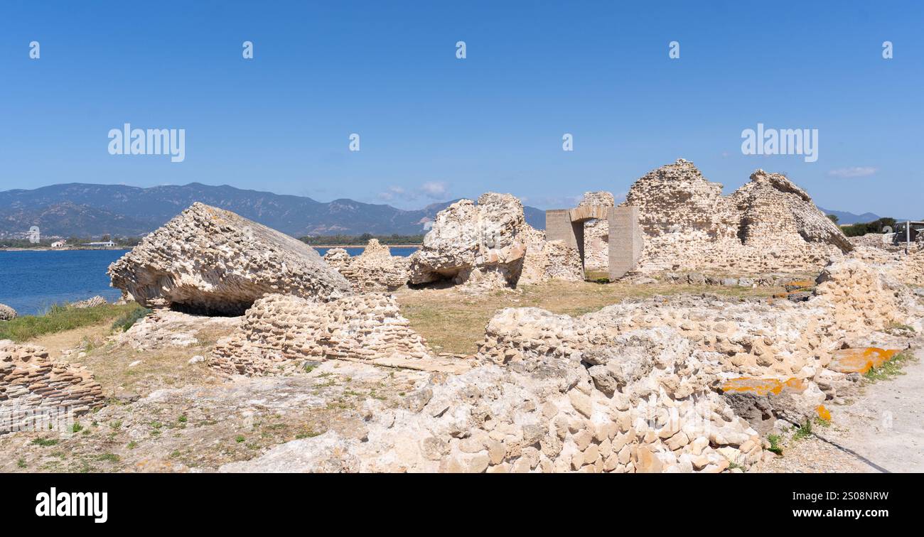 ruins of Nora, ancient Roman Punic city, Pula, southern Sardinia Stock ...
