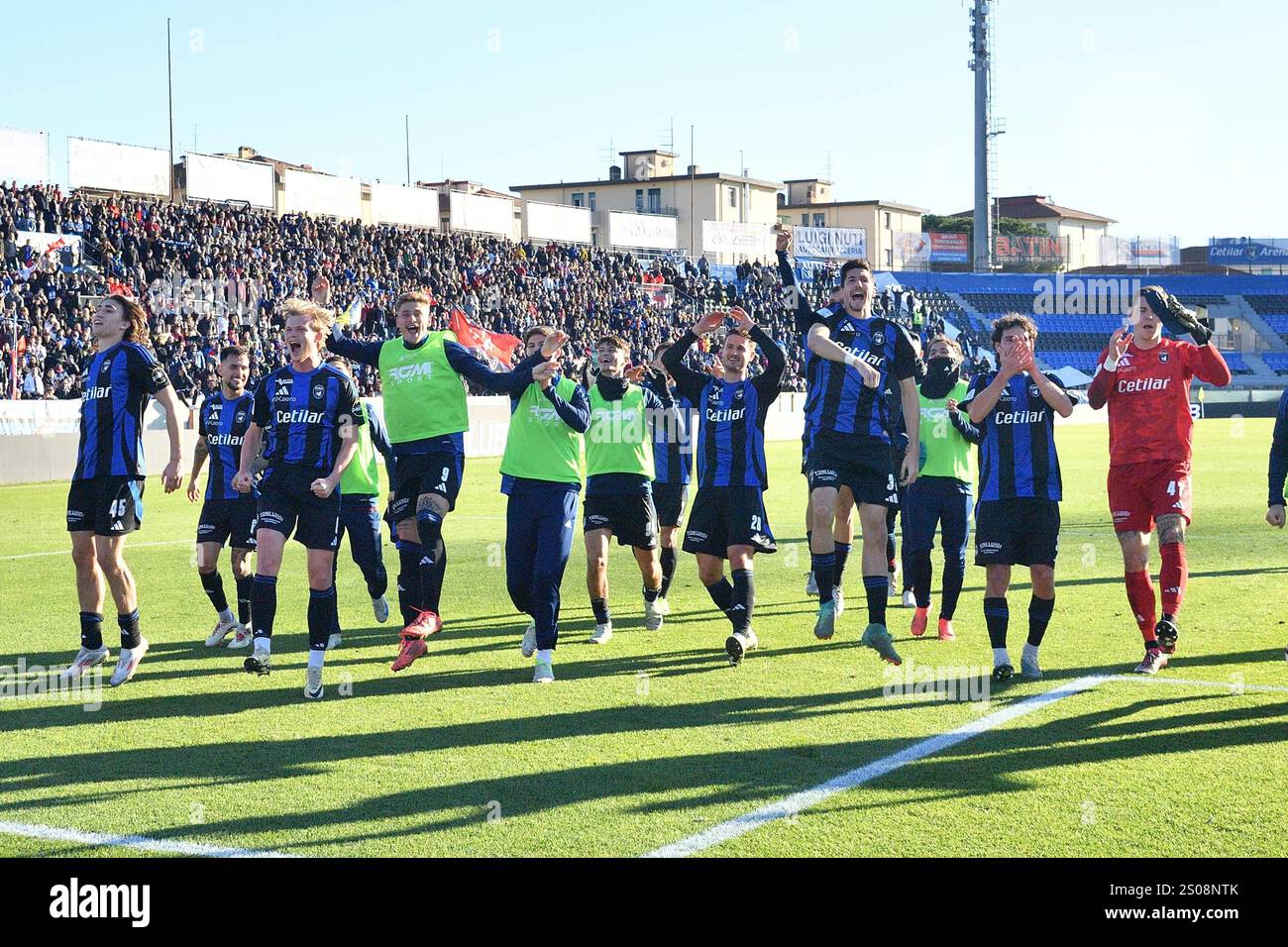 Pisa, Italy. 26th Dec, 2024. Players of Pisa celebrate at the end of ...