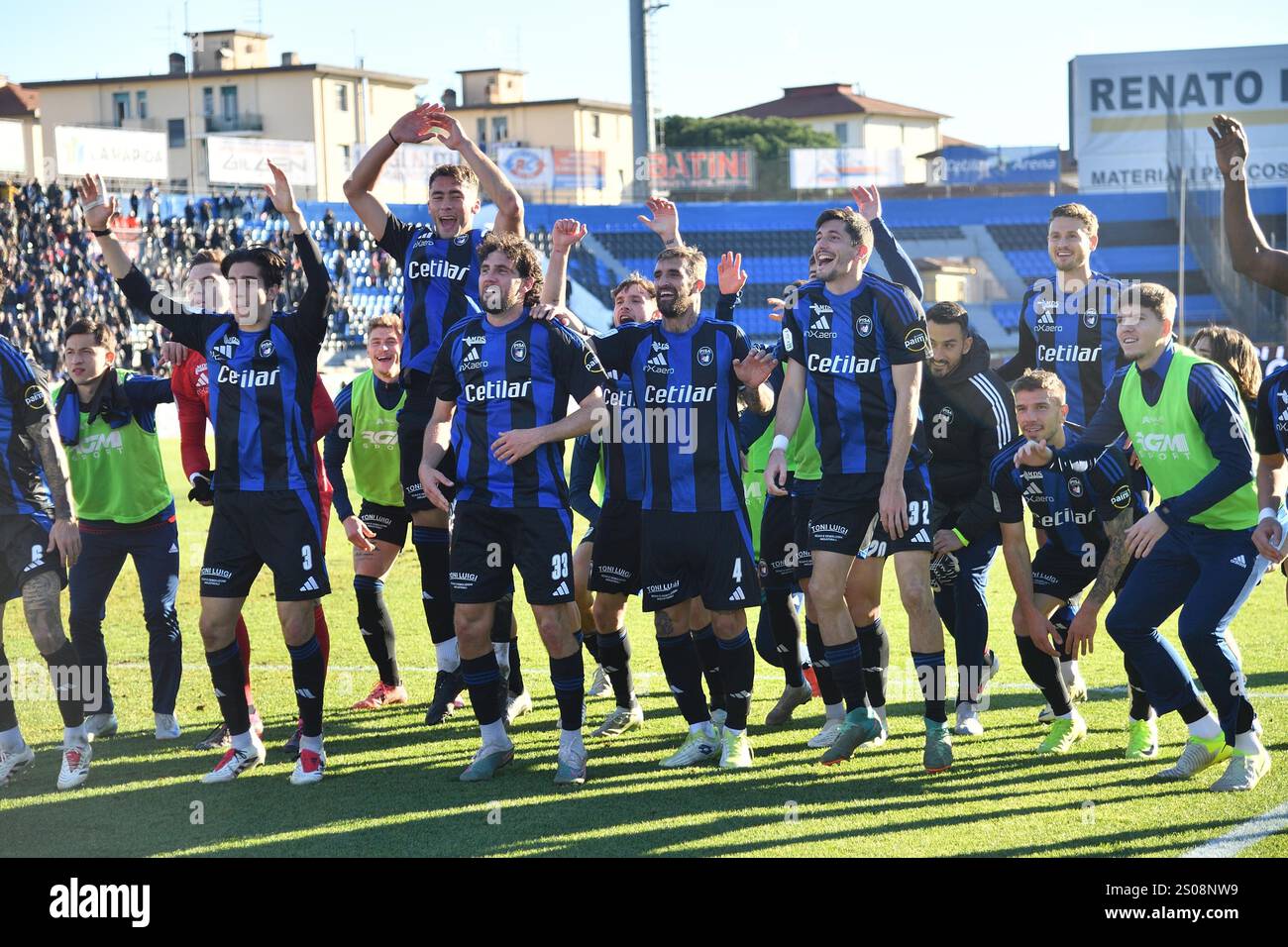 Pisa, Italy. 26th Dec, 2024. Players of Pisa celebrate at the end of ...